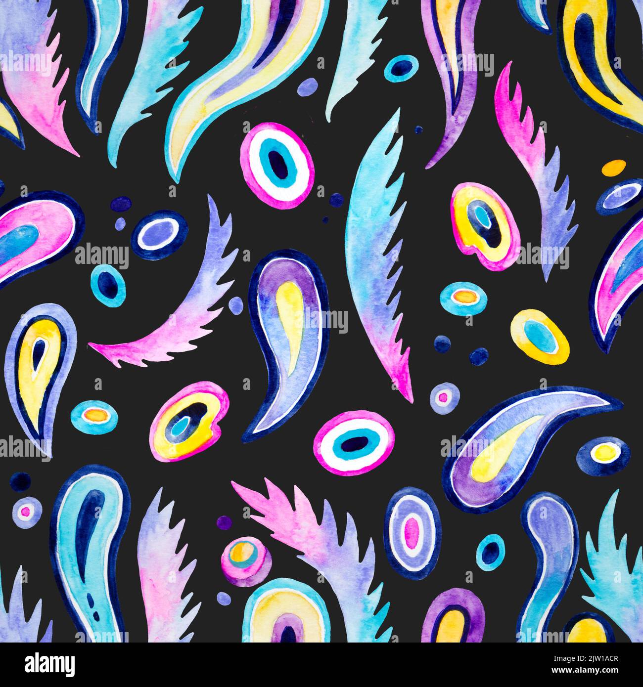 Psychedelic pattern with colorful watercolor abstract shapes. Bright ...