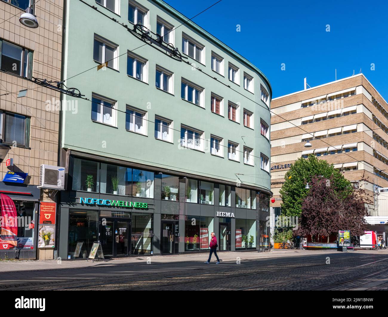 Main street Drottninggatan in the city center of Norrkoping, Sweden ...
