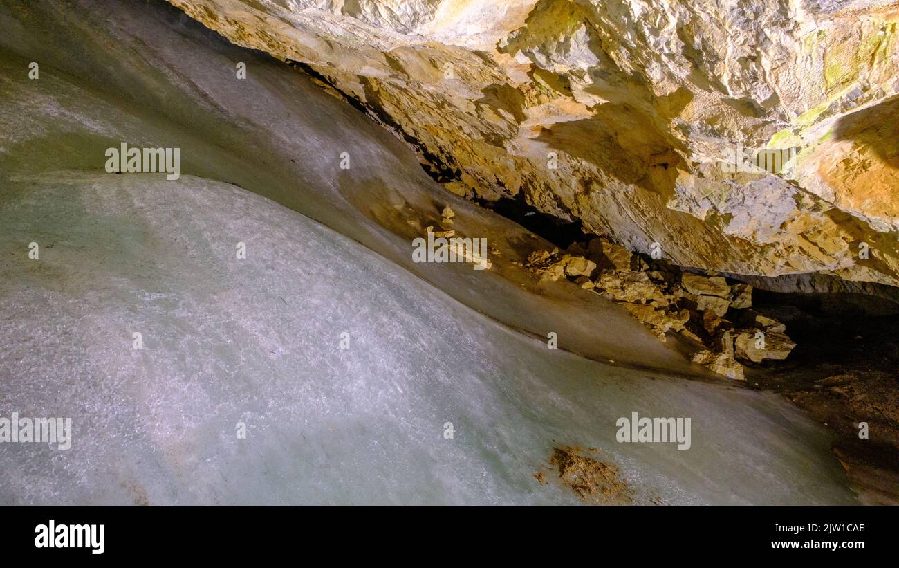 Dobsinska ice cave in Slovakia, Slovak paradise Stock Photo - Alamy