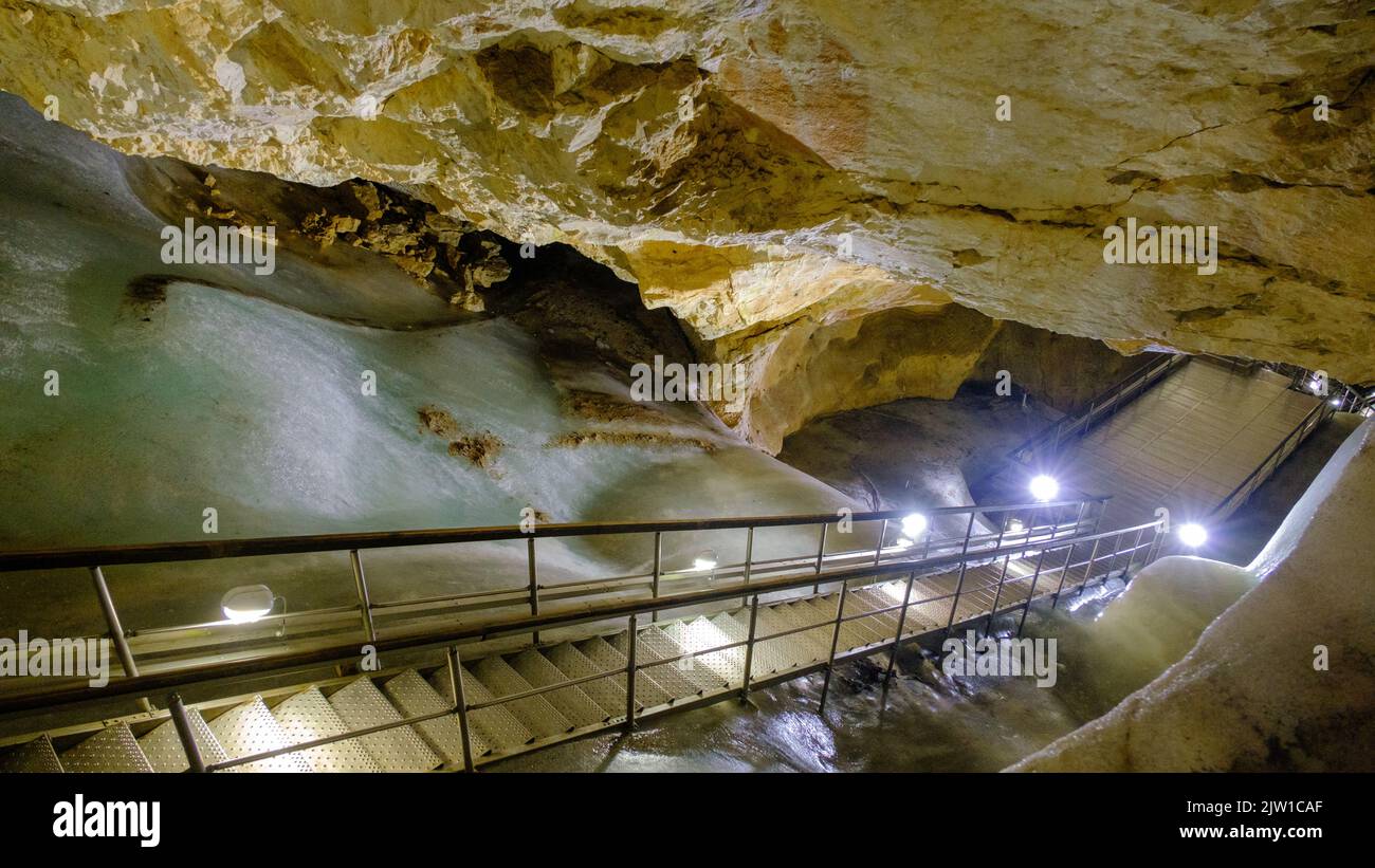 Dobsinska ice cave in Slovakia, Slovak paradise Stock Photo - Alamy