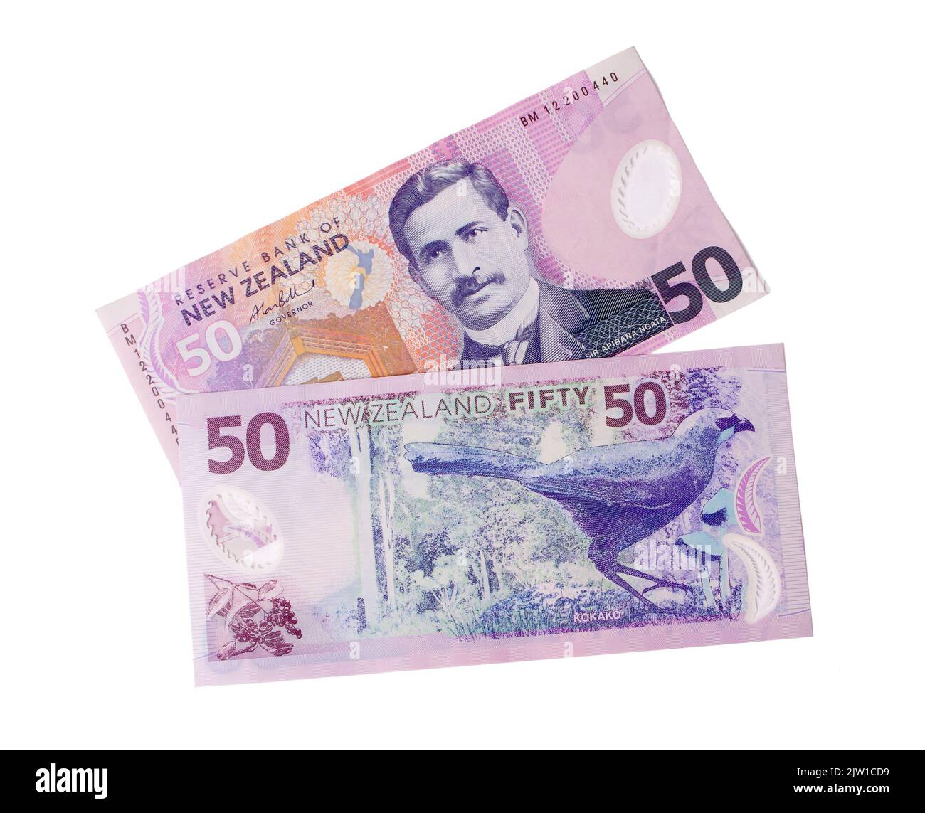 New Zealand $50 Notes isolated on a white background Stock Photo - Alamy