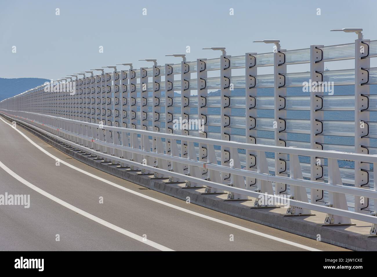 The Peljesac bridge windshield with raw of led lights Stock Photo - Alamy