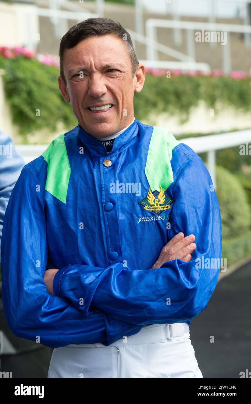 Ascot, Berkshire, UK. 2nd September, 2022. Jockey Frankie Dettori wears ...