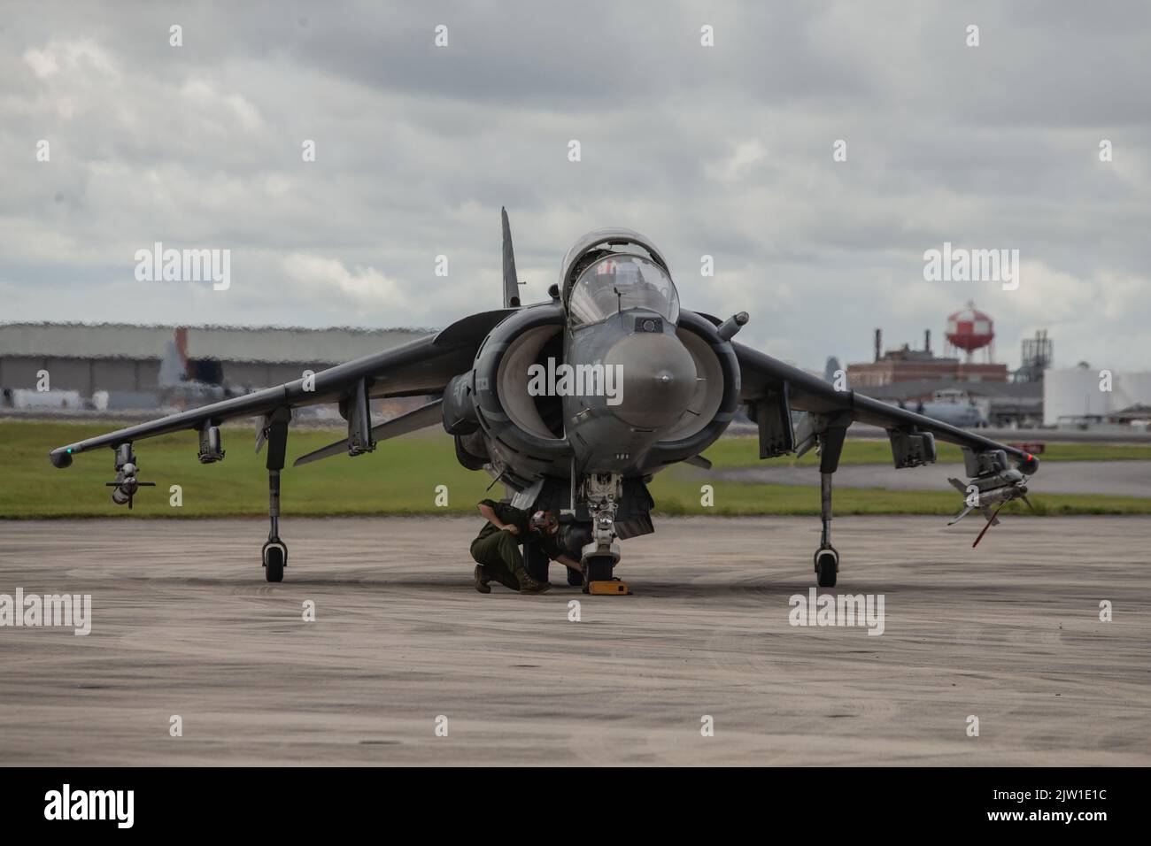 U.S. Marines with Marine Attack Squadron (VMA) 223 prepare an AV-B ...
