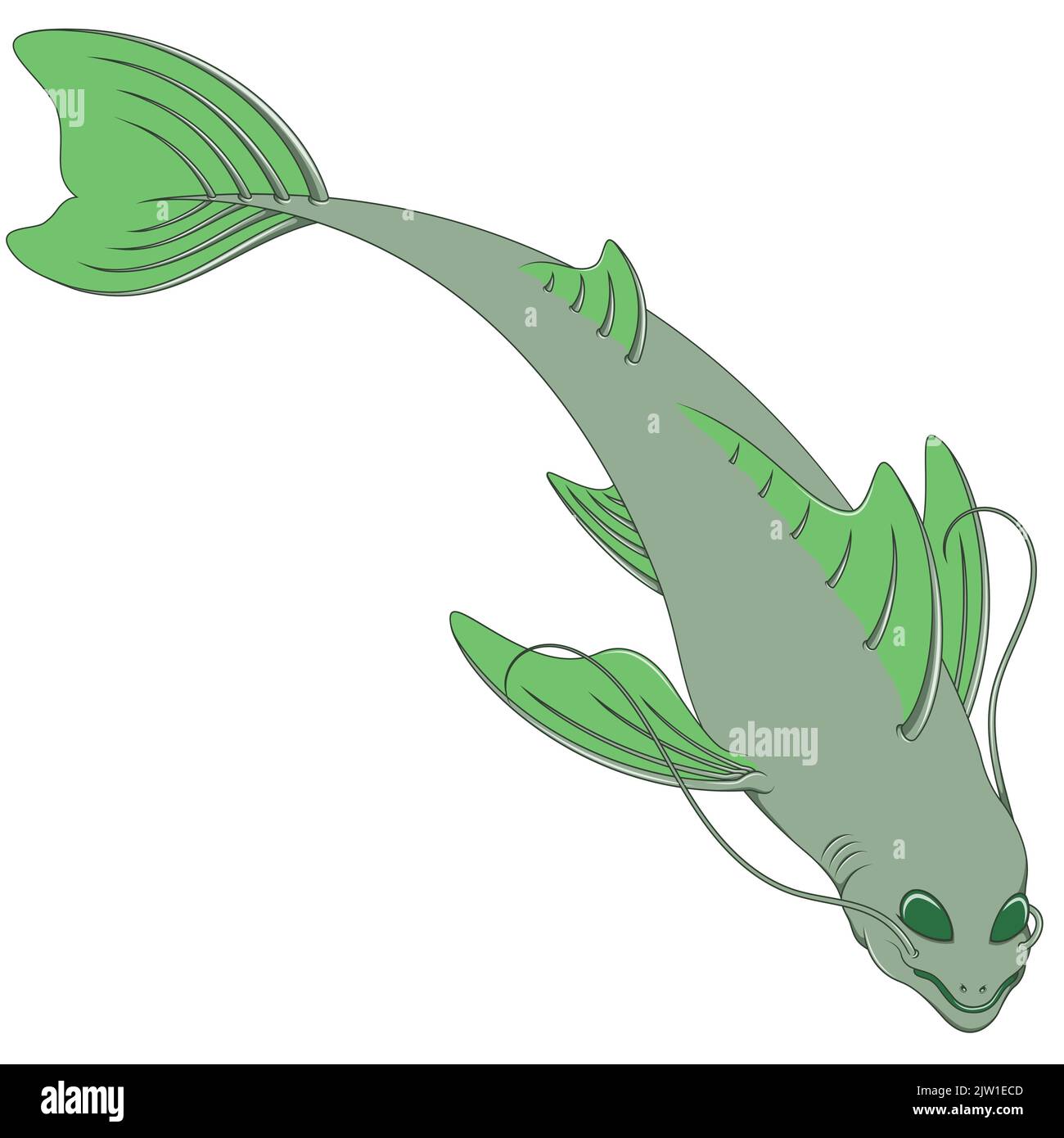Mustache fish vector design, deep sea scale fish, sport fishing fish ...