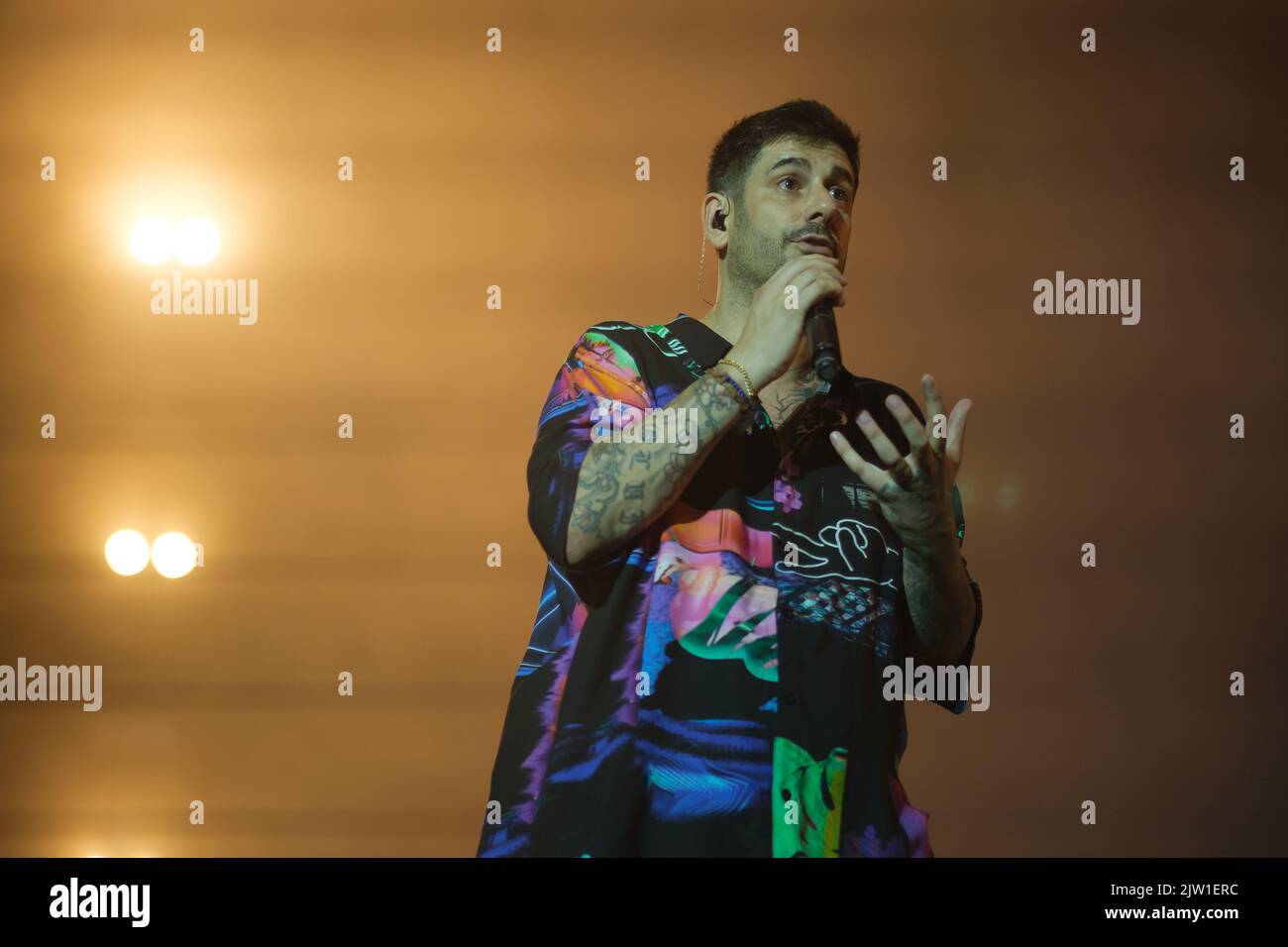 Artistically known as melendi performs on stage at wizink center hi-res ...
