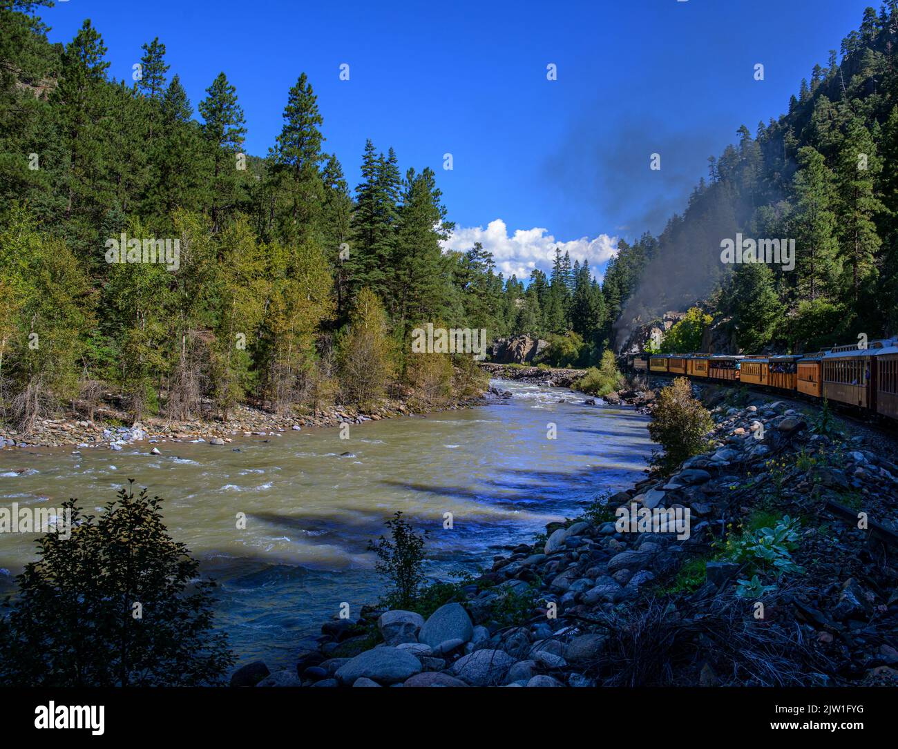 Steam Engine train ride from Durango to Silverton in late Summer Stock ...