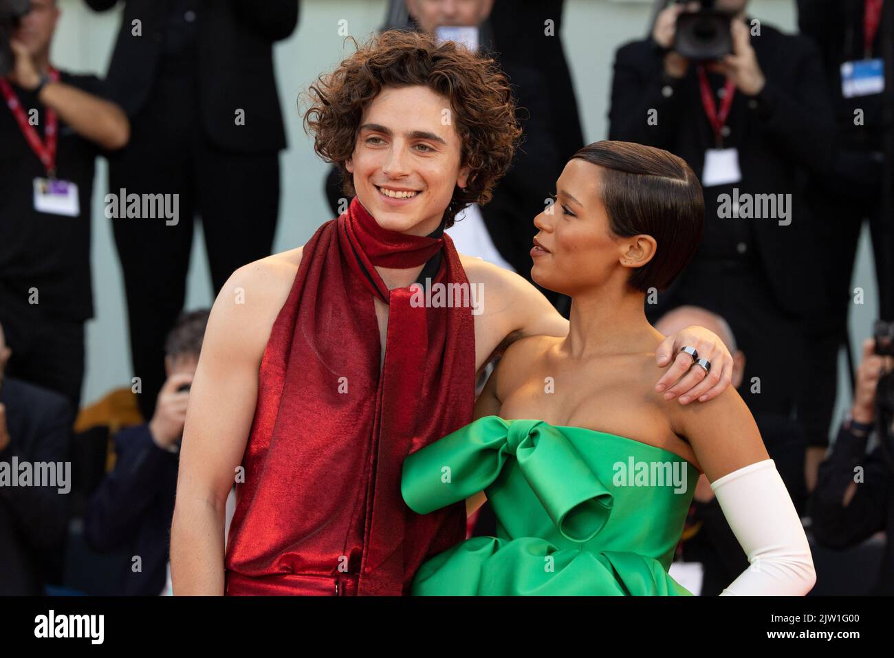 Venice, Italy. 02nd Sep, 2022. Taylor Russell and Timothee Chalamet ...