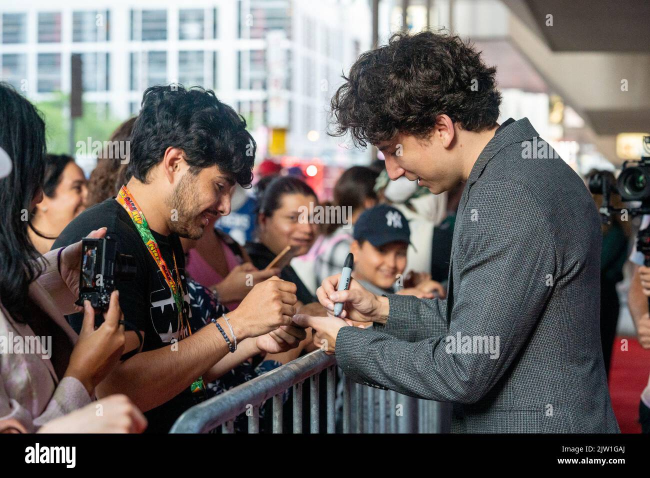 Daniel Thrasher with fans at 2022 Buffer Festival red carpet Stock ...