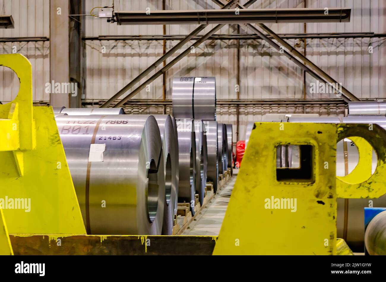 Steel coils are pictured in the cold mill at Severstal Columbus, Oct ...
