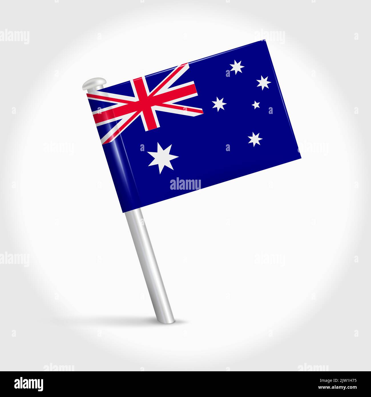 Australia map pin flag icon. Australian pennant map marker on a metal ...