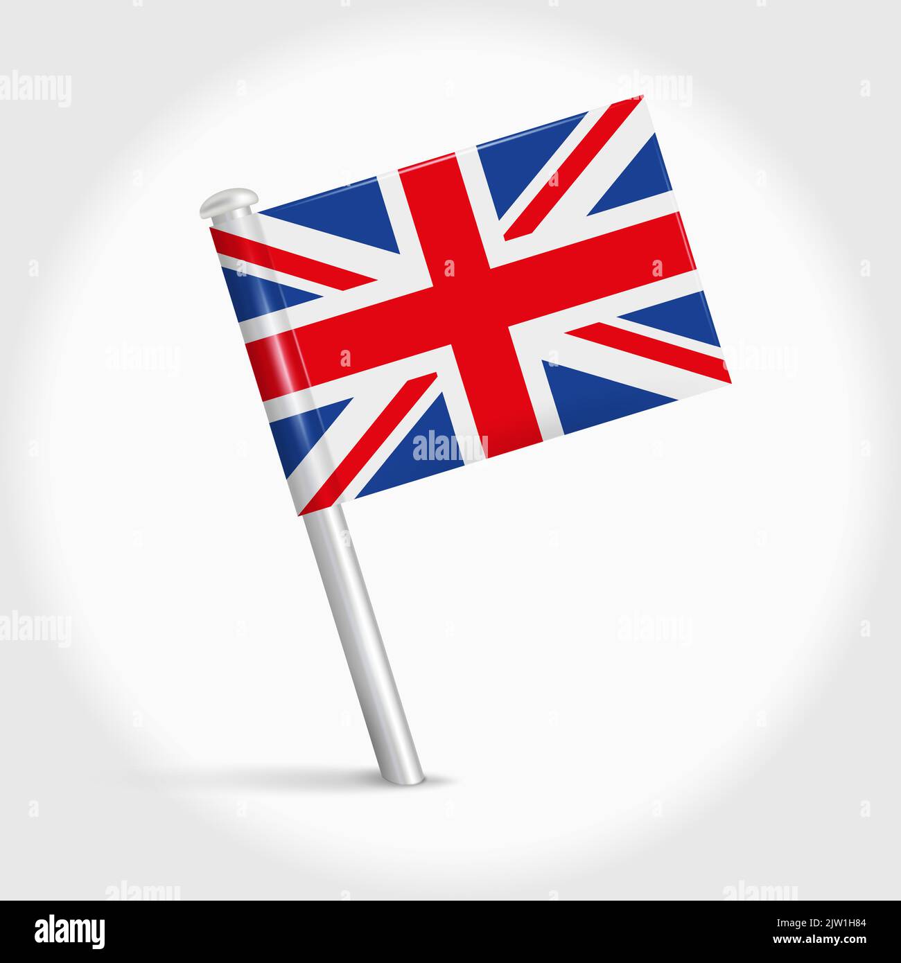 United Kingdom map pin flag icon. British pennant map marker on a metal ...