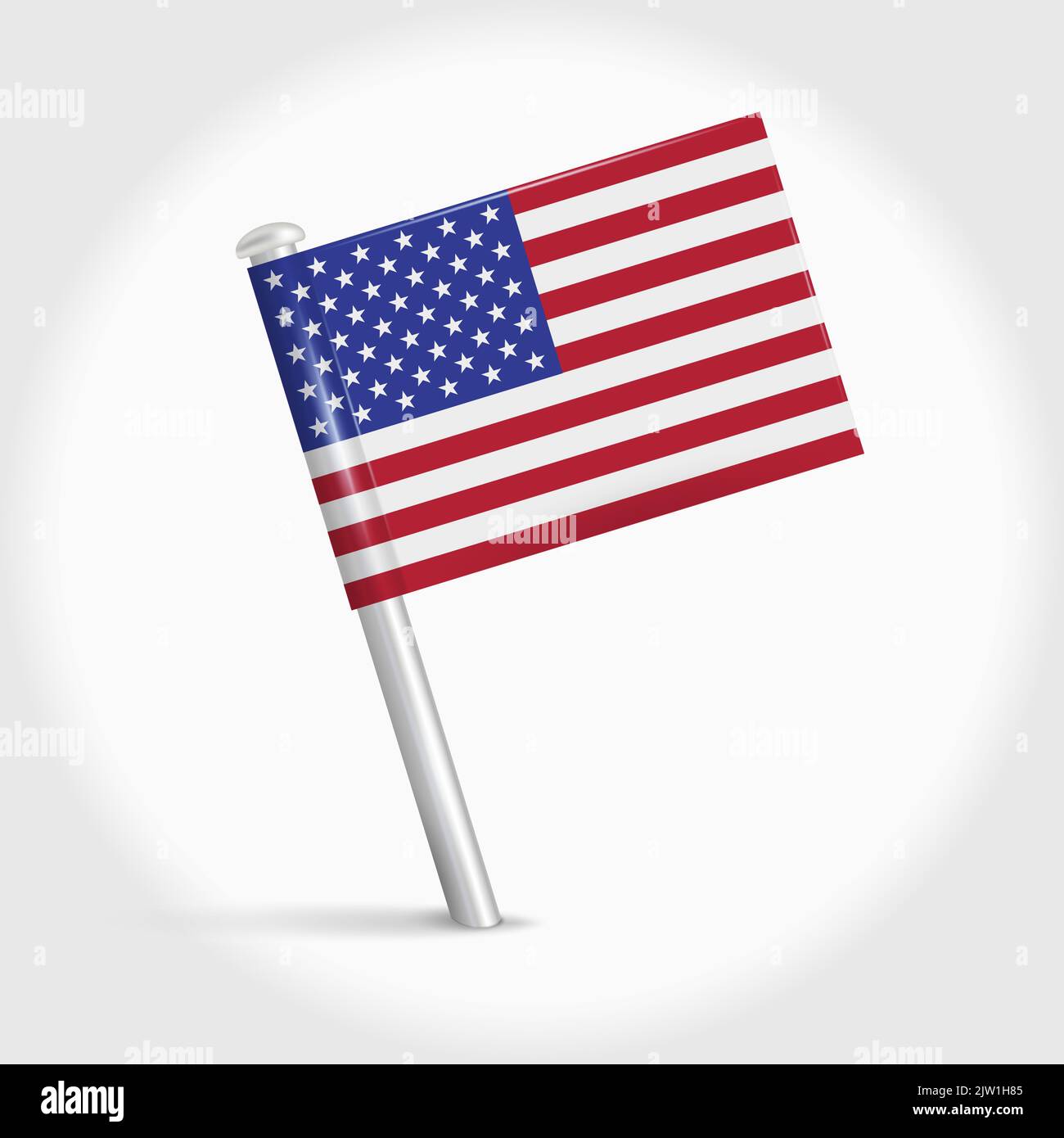 United States map pin flag icon. American pennant map marker on a metal ...