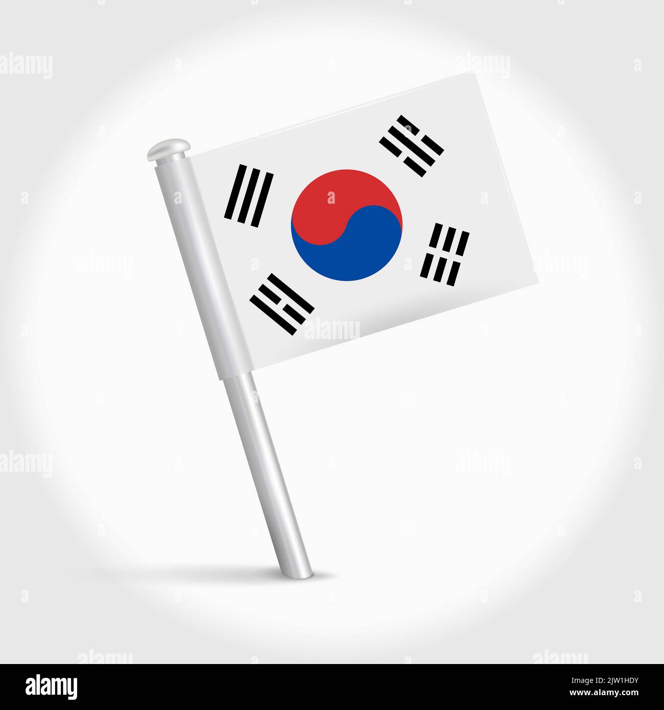 South Korea map pin flag icon. South Korean pennant map marker on a ...