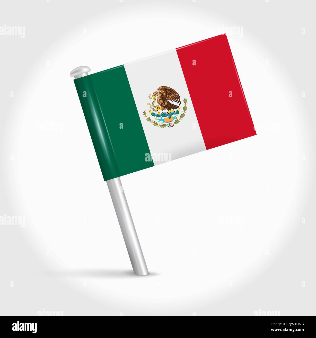 Mexico map pin flag icon. Mexican pennant map marker on a metal needle ...