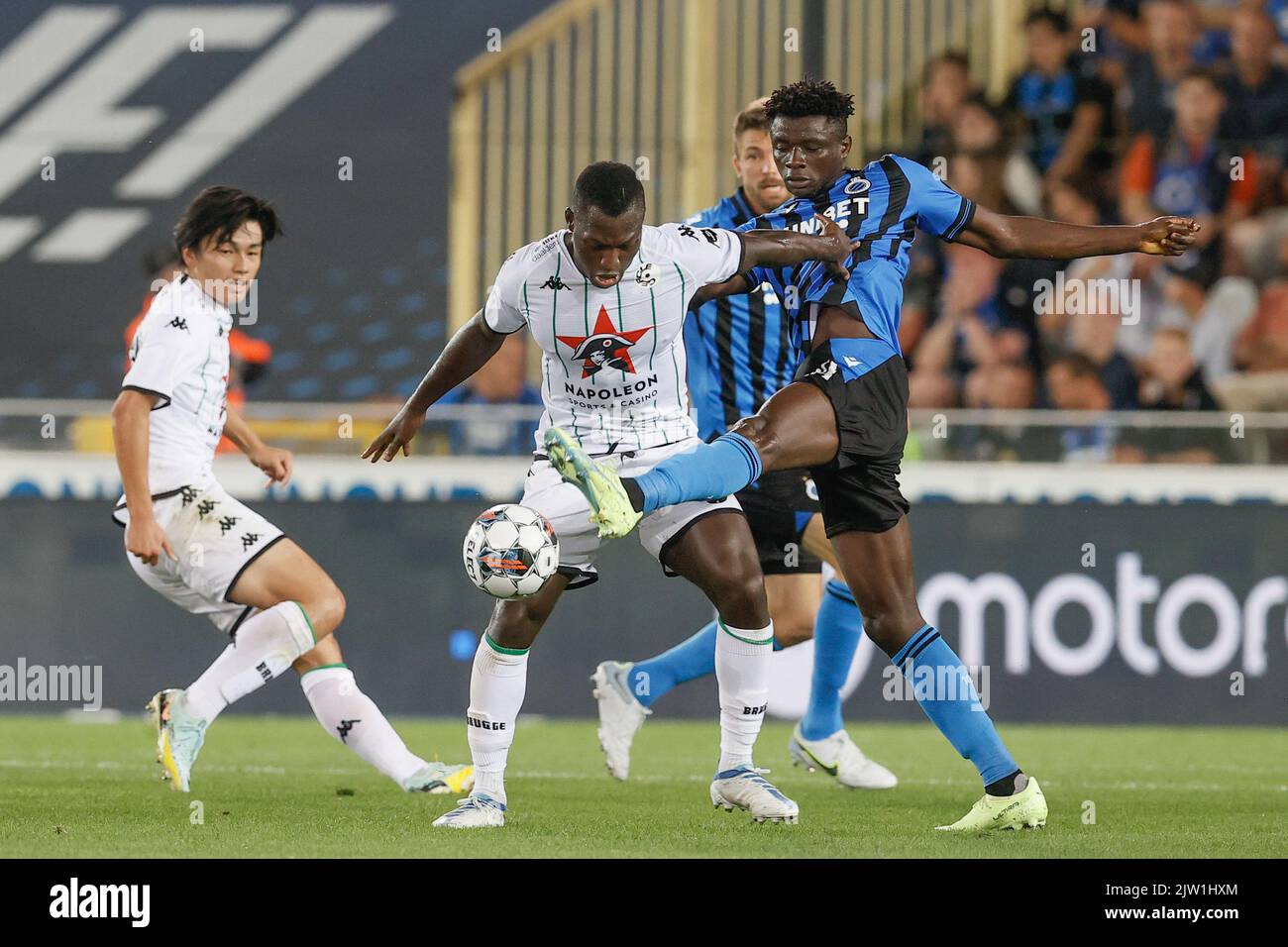 Brugge, Belgium. 02nd Sep, 2022. Cercle's Kevin Denkey and Club's ...