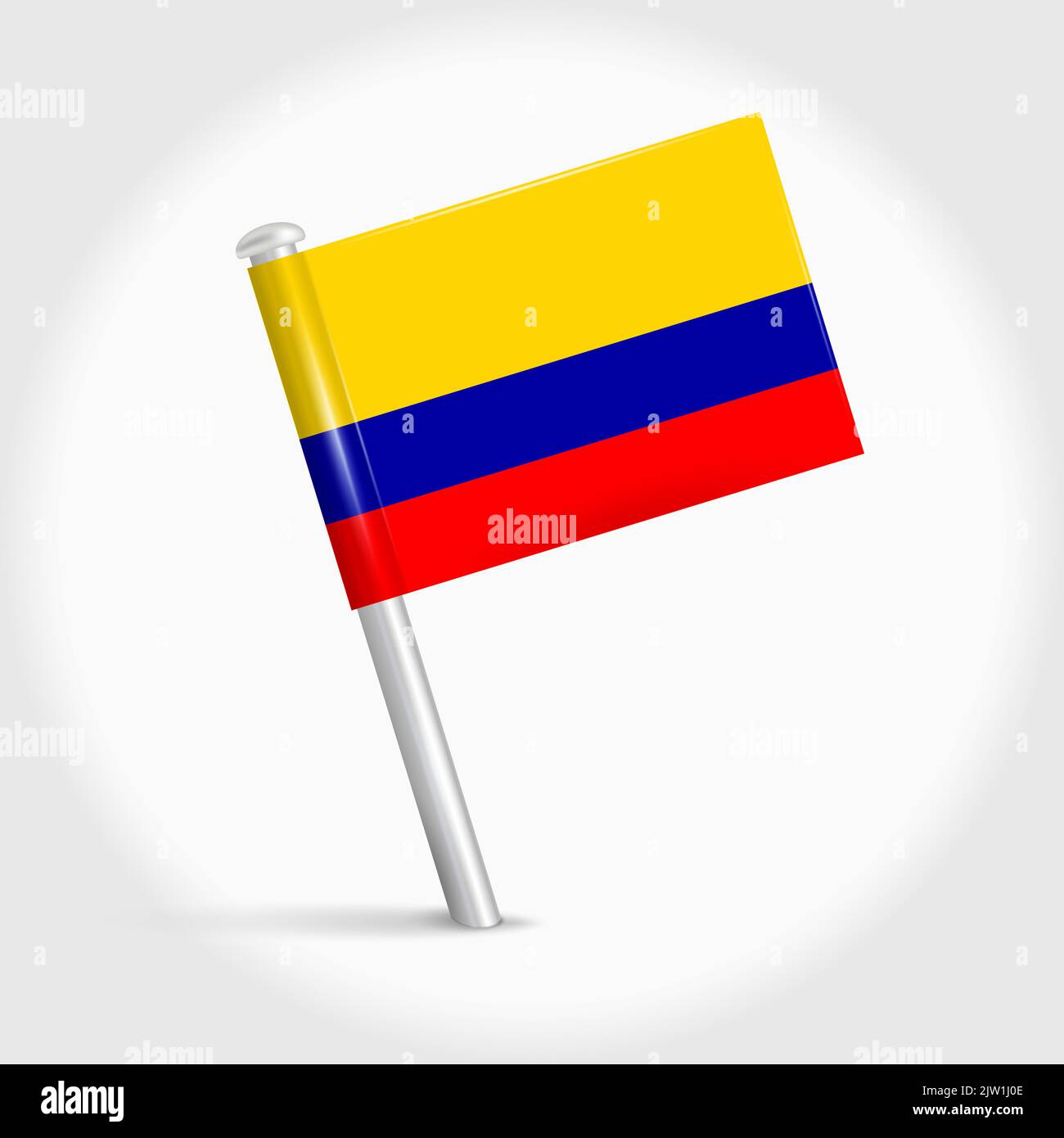 Colombia map pin flag icon. Colombian pennant map marker on a metal ...