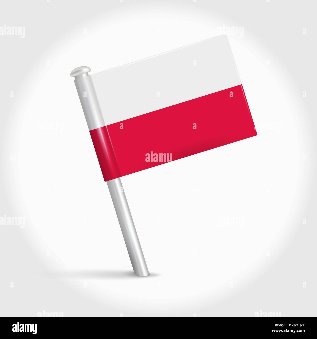 Poland map pin flag icon. Polish pennant map marker on a metal needle ...