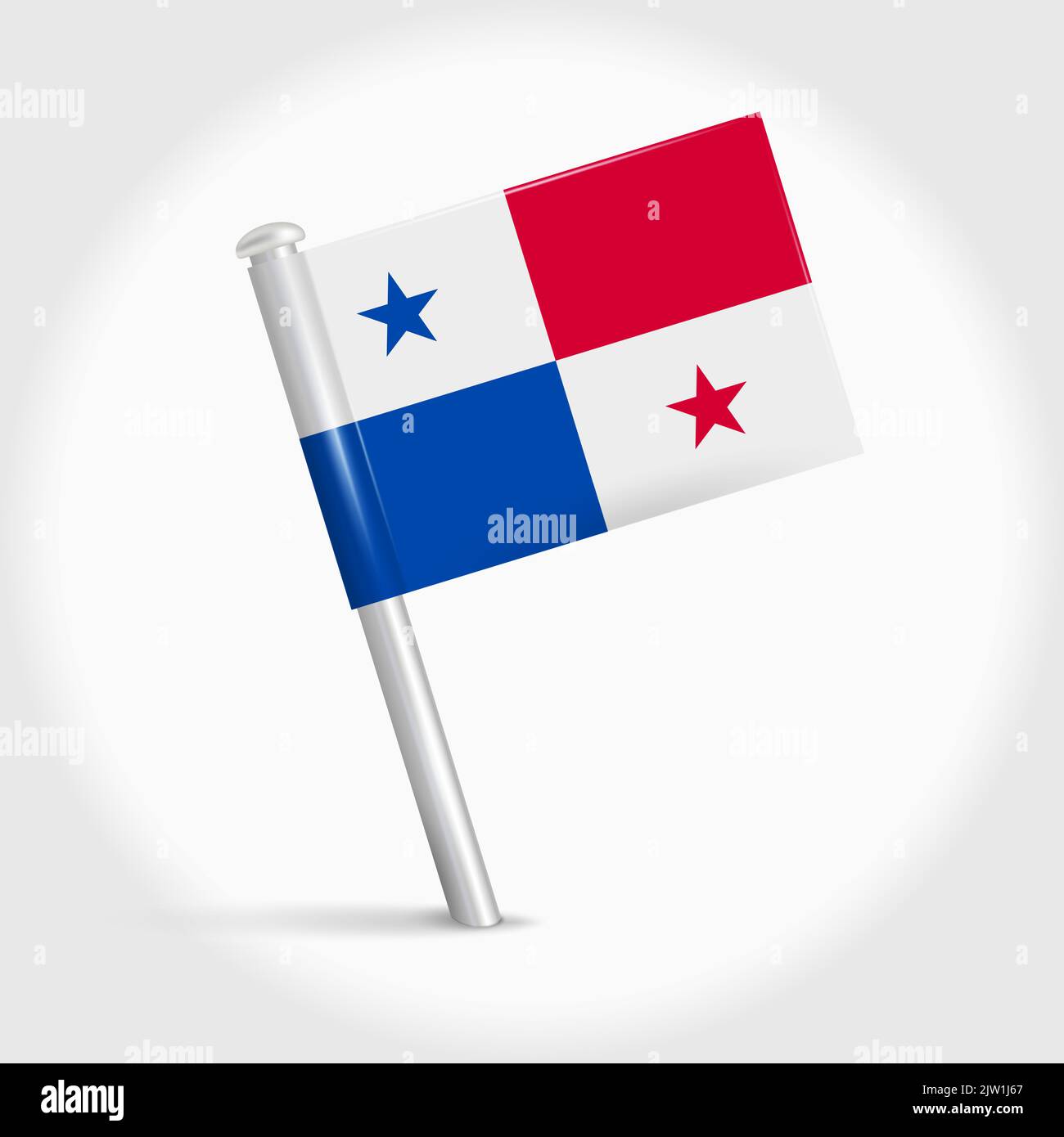 Panama map pin flag icon. Panamanian pennant map marker on a metal ...