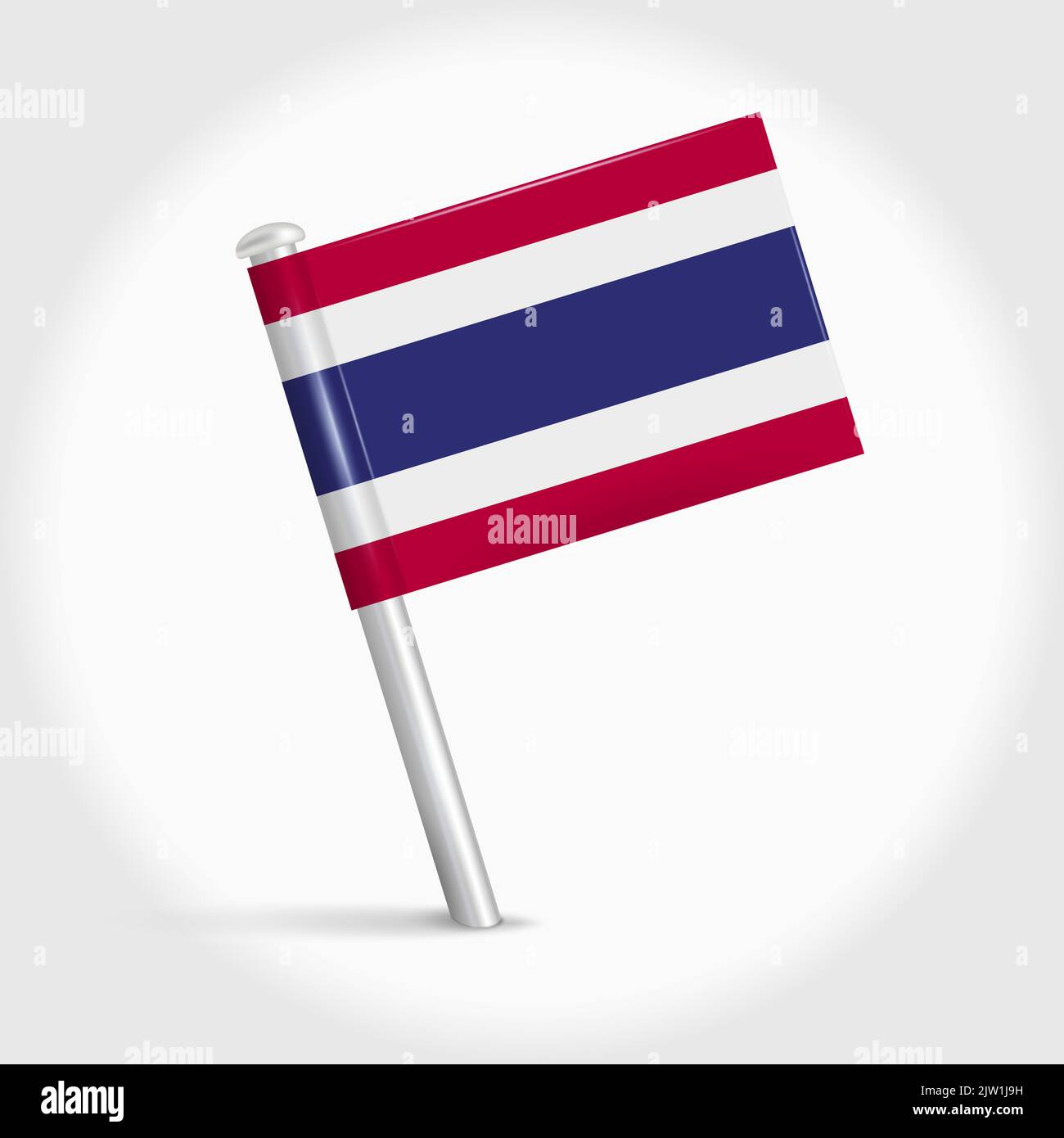 Thailand map pin flag icon. Thai pennant map marker on a metal needle ...