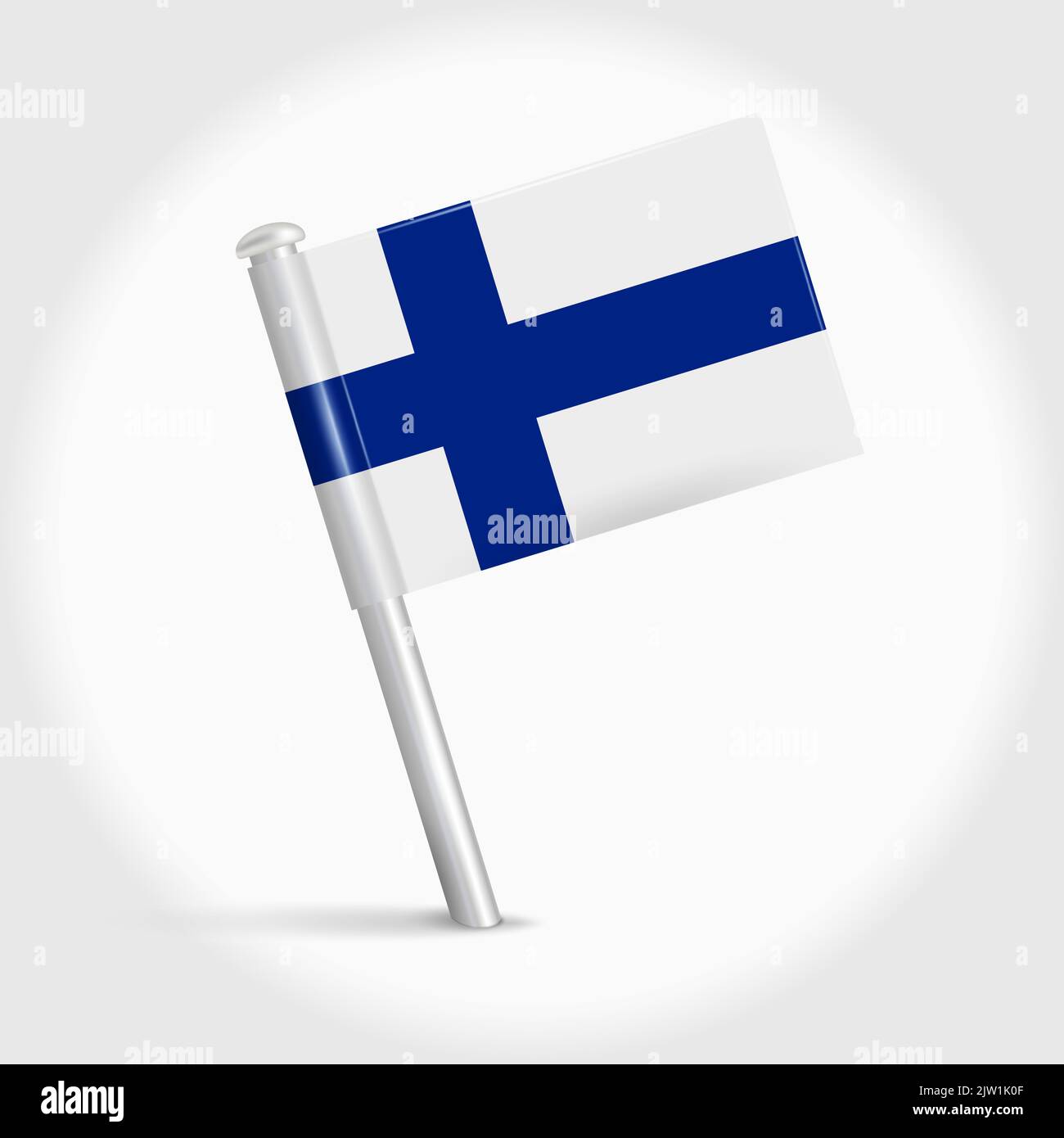 Finland map pin flag icon. Finnish pennant map marker on a metal needle ...