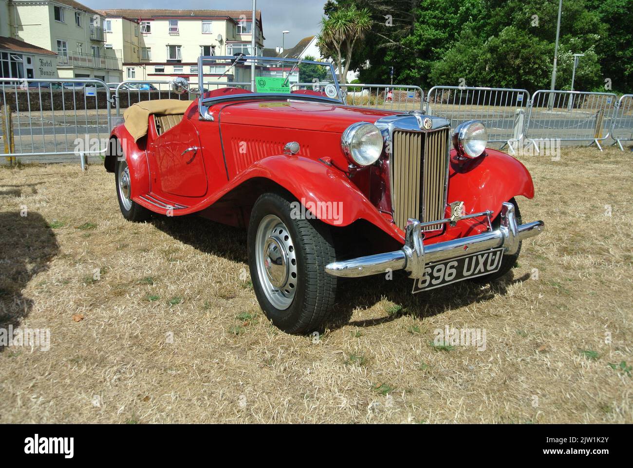 A 1951 MG TD sports car parked on display at the English Riviera ...
