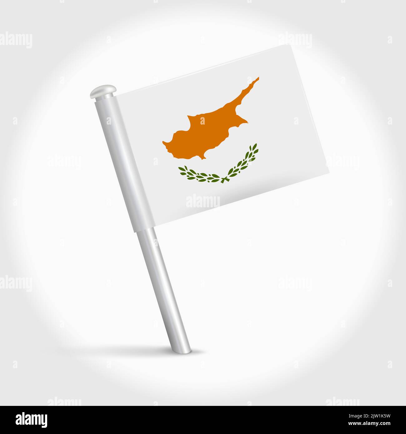 Cyprus map pin flag icon. Cypriot pennant map marker on a metal needle. 3D realistic vector ...