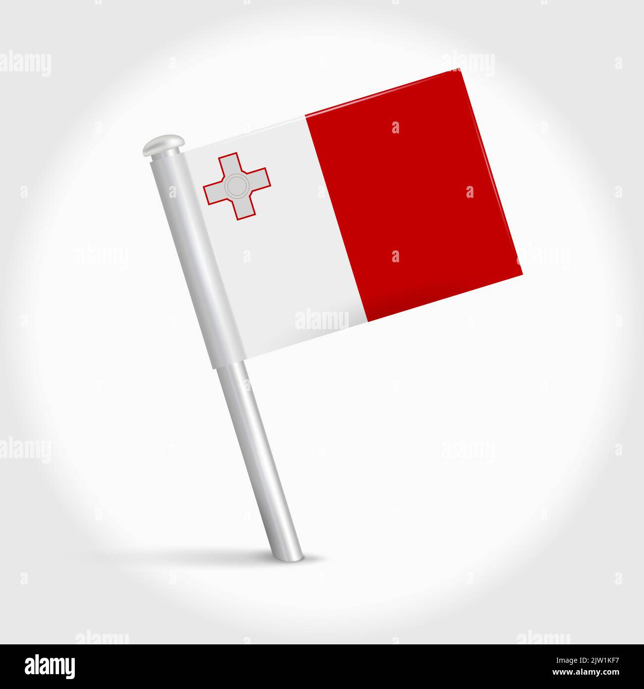 Malta map pin flag icon. Maltese pennant map marker on a metal needle ...