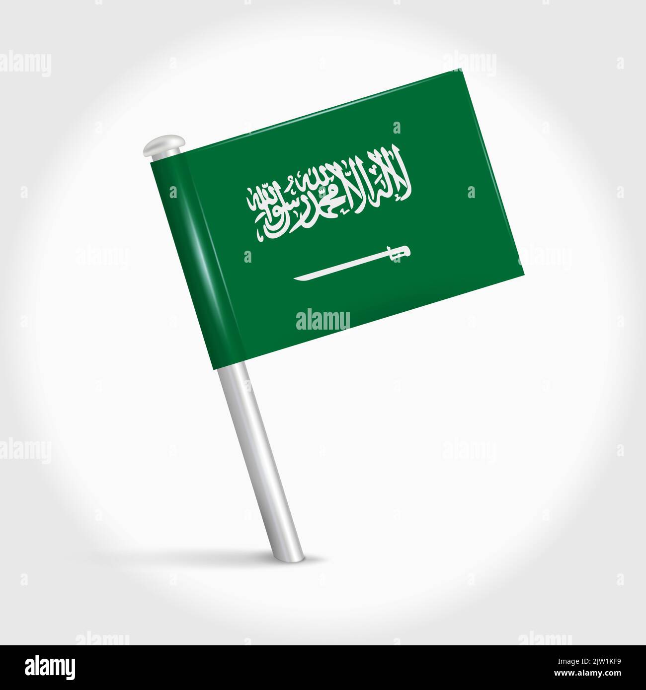 Saudi Arabia map pin flag icon. Saudi Arabian pennant map marker on a ...