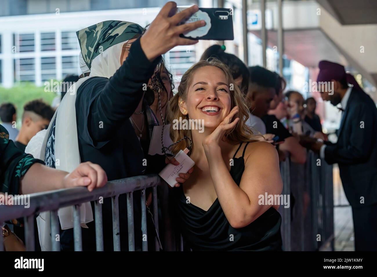 Julia Nunes with fans at the 2022 Buffer Festival red carpet. Buffer Festival is the world's ...