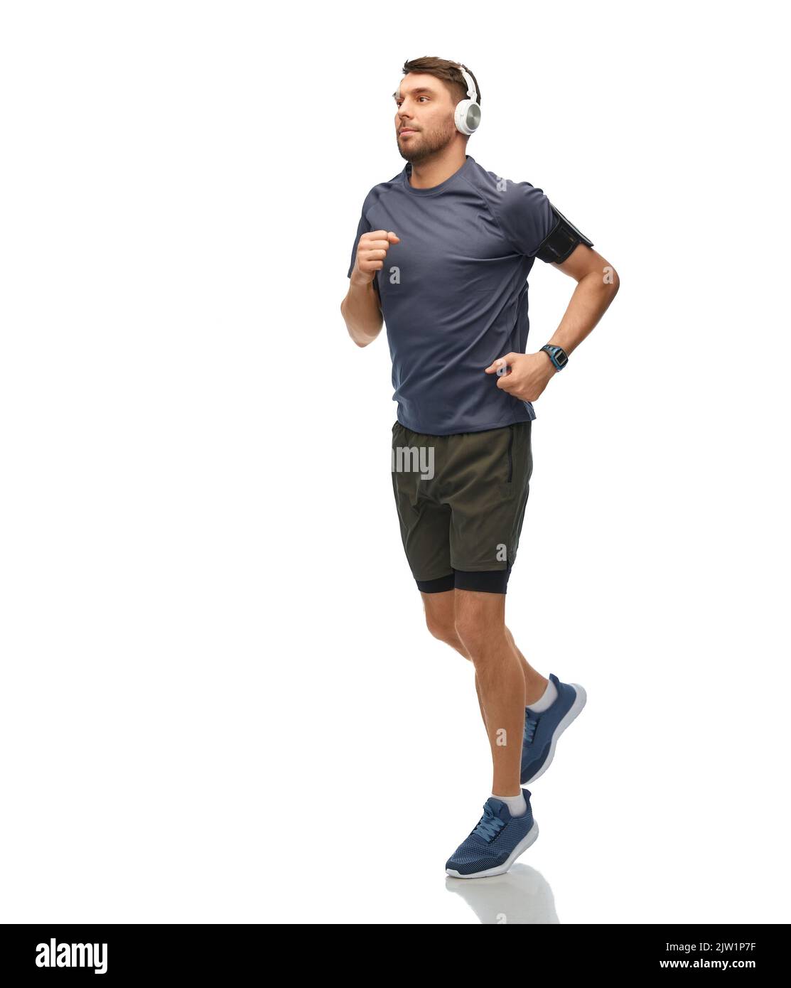 Man in wireless headphones listening Cut Out Stock Images & Pictures ...