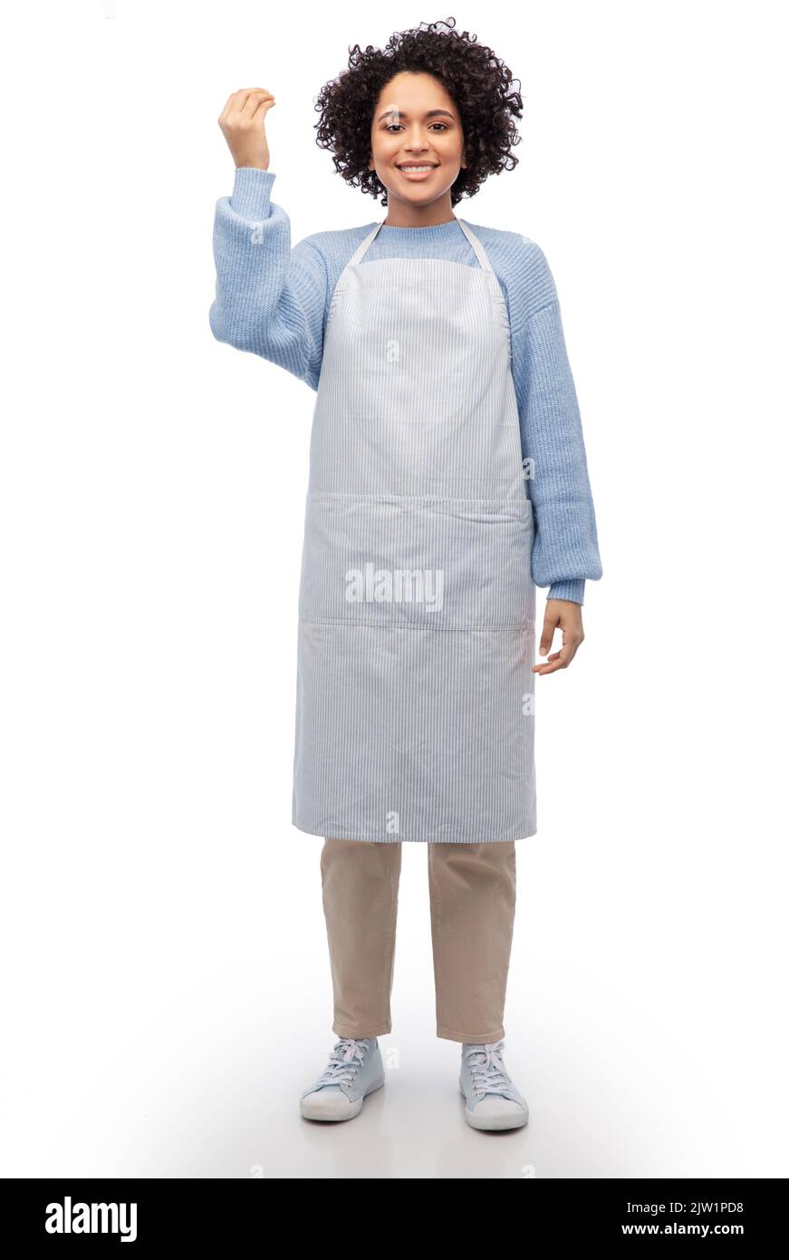 happy female chef showing gourmet sign Stock Photo - Alamy