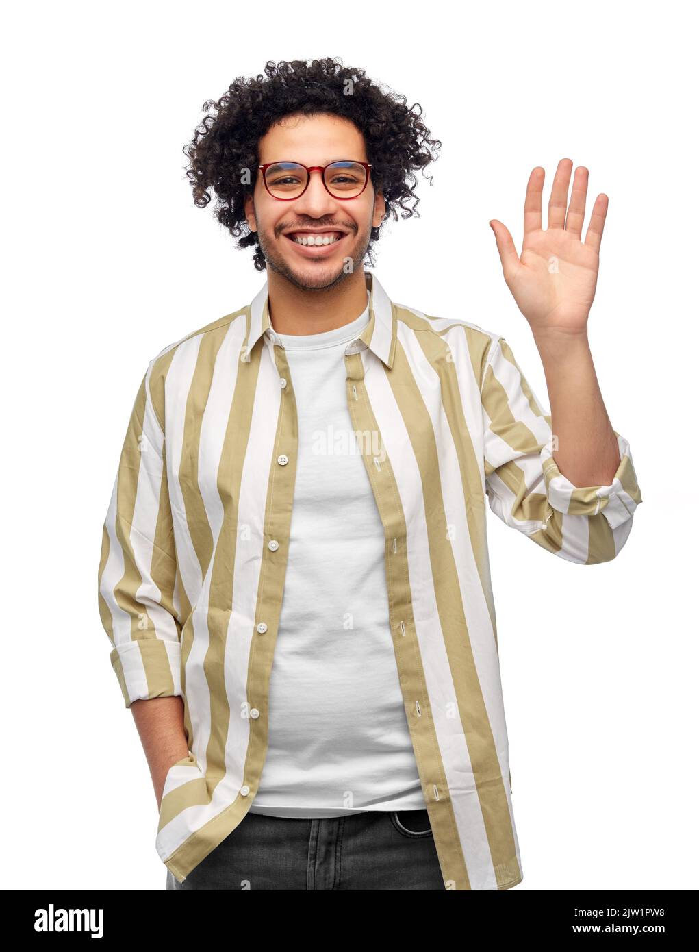 Portrait man in glasses waving hi-res stock photography and images - Alamy