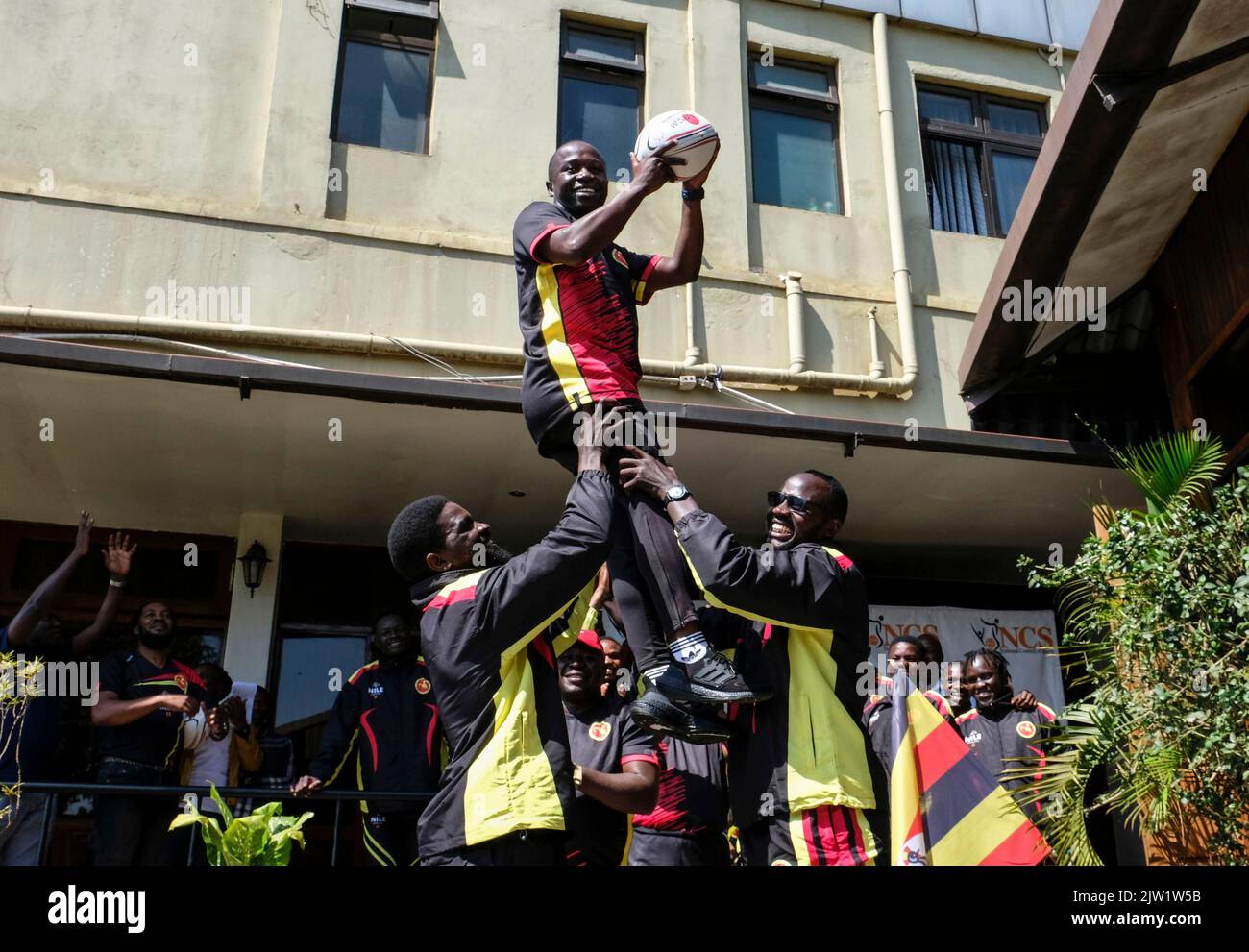 Kampala, Uganda. 2nd Sep, 2022. Michael Wokorach (front L) and Ian ...