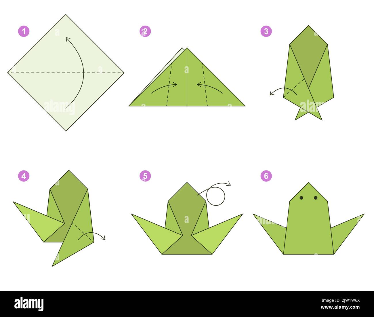 Origami tutorial. Origami scheme for kids. Frog Stock Vector Image ...