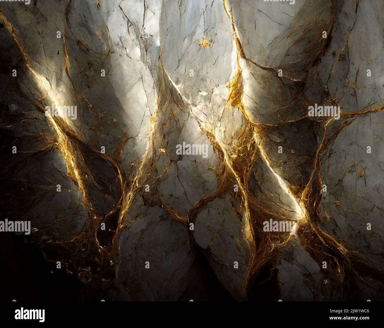 The rocky ground was cracked with hot gold seeping out, Digital ...