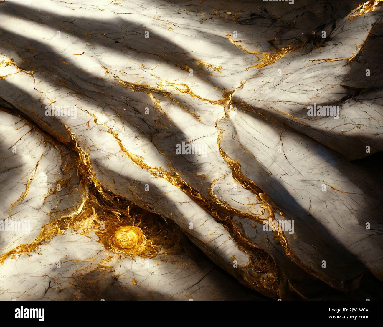 The rocky ground was cracked with hot gold seeping out, Digital ...