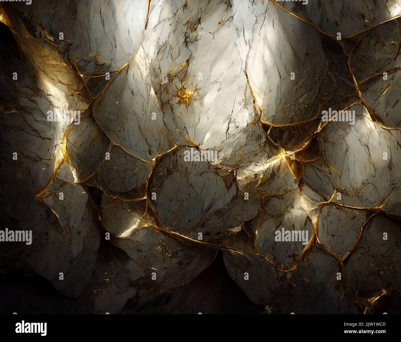 The rocky ground was cracked with hot gold seeping out, Digital ...