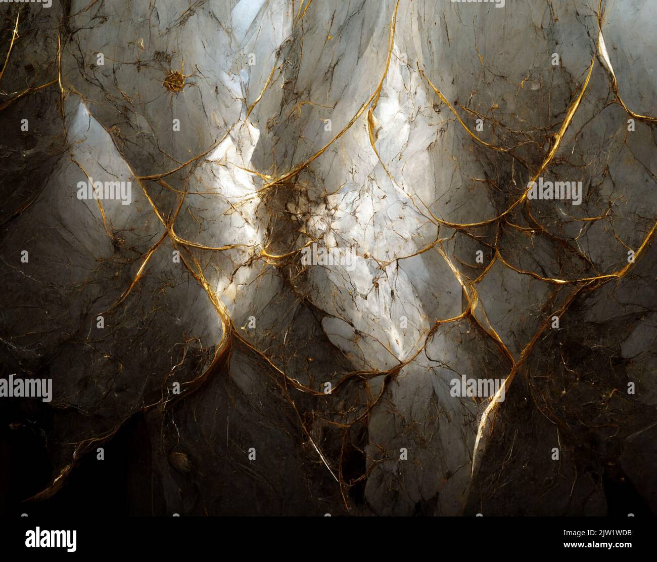 The rocky ground was cracked with hot gold seeping out, Digital ...