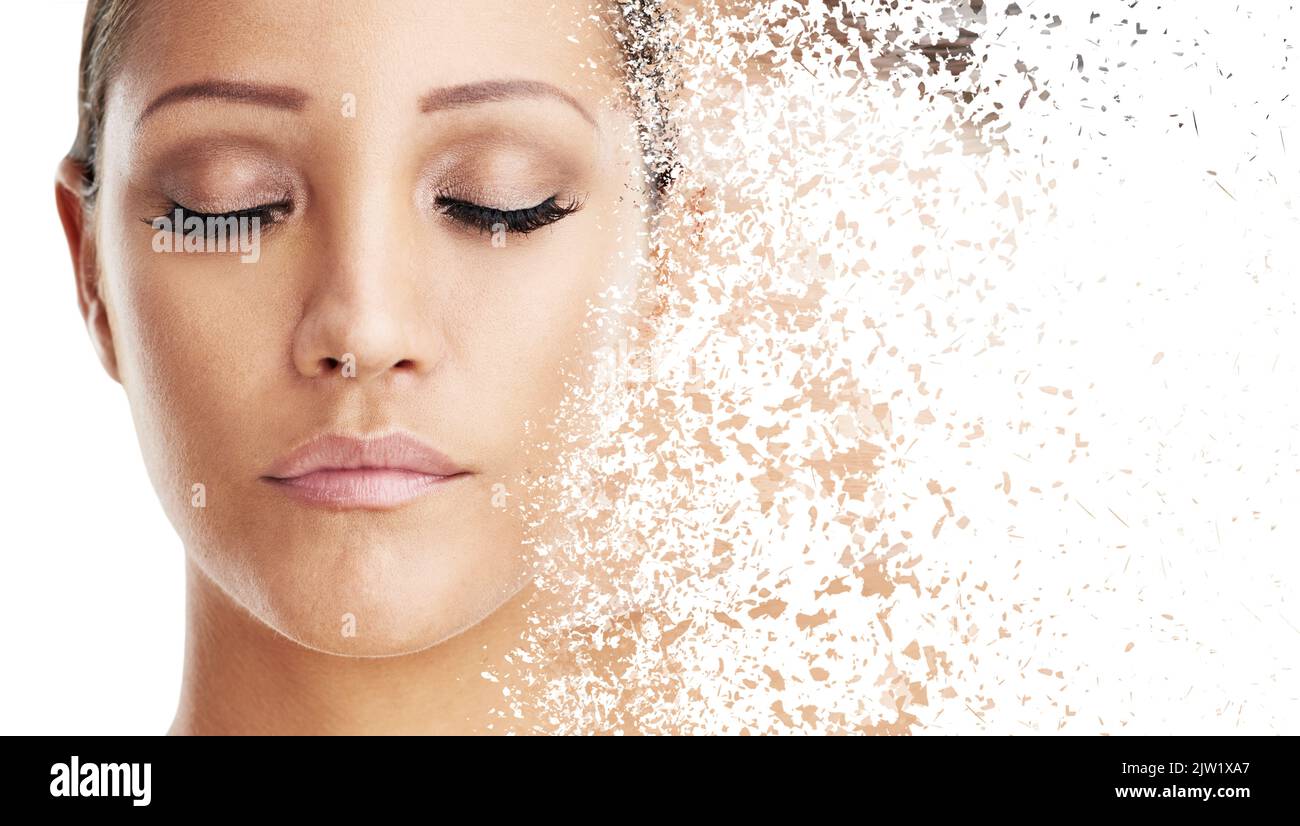 This too shall pass. Enhanced studio shot of a young woman with ...