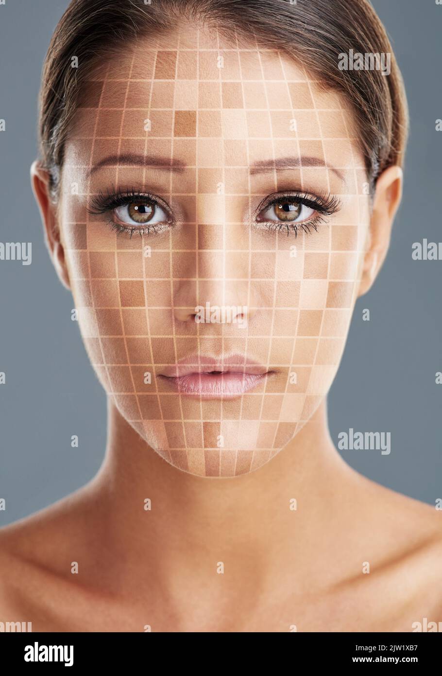Beauty and beyond. Enhanced studio shot of a young woman with beautiful ...