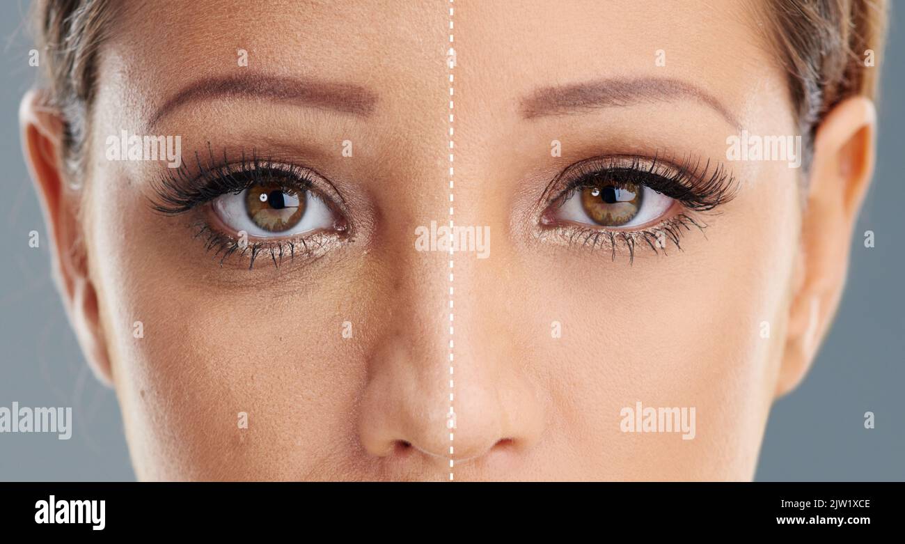 Bring out my best side. Composite shot of a woman with and without ...