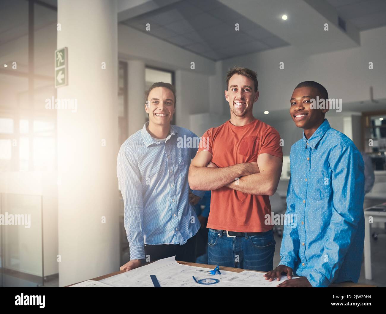 Theyre the dream team. Portrait of three architects standing in an ...