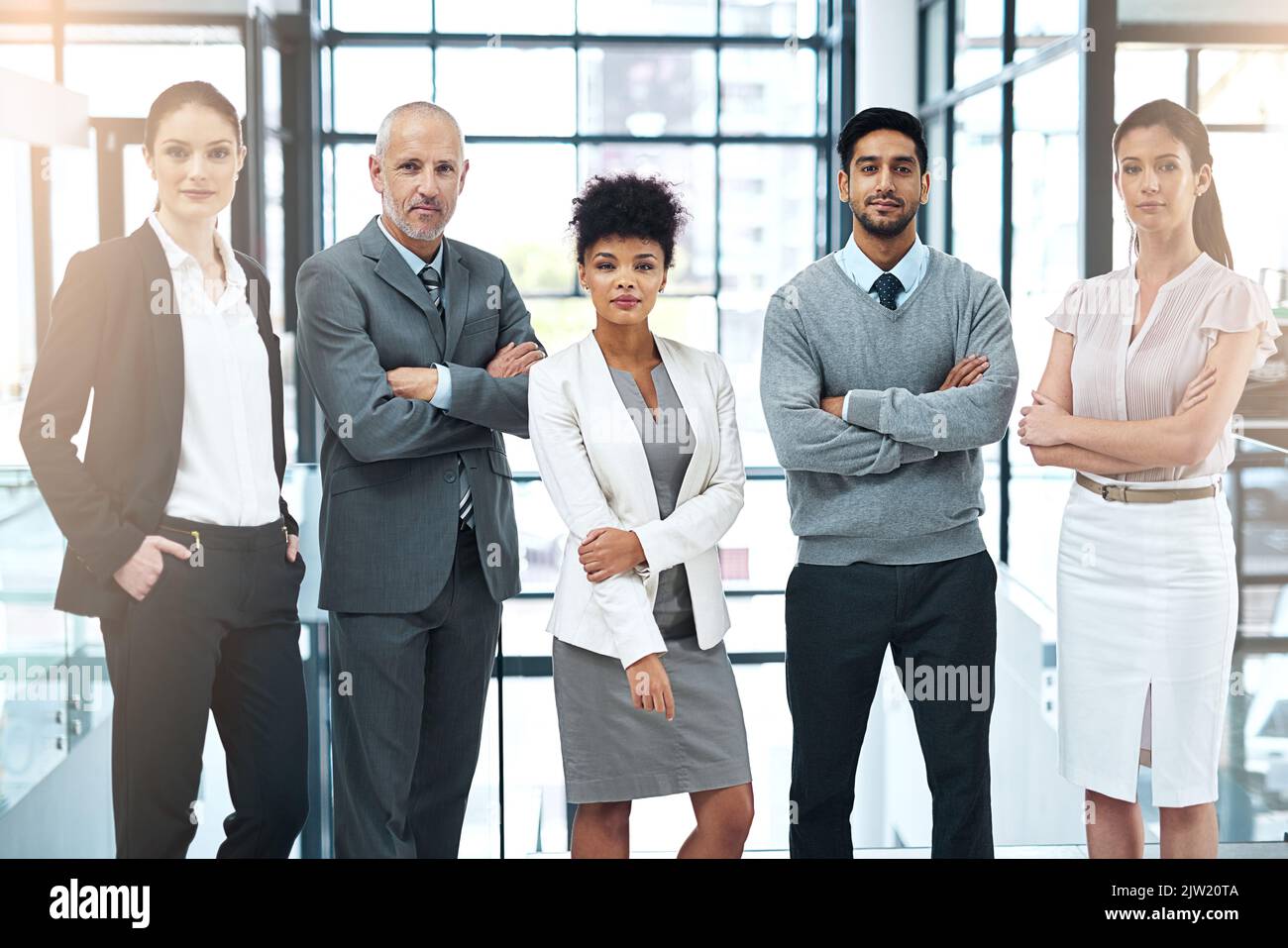Standing together in the name of success. Portrait of a focused group ...