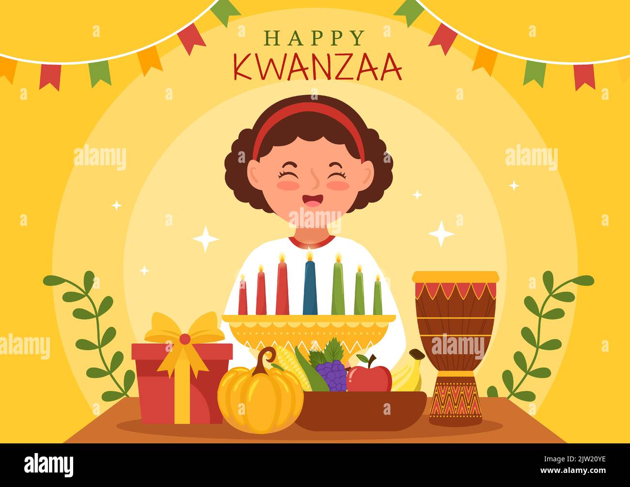 Happy Kwanzaa Holiday African Template Hand Drawn Cartoon Flat ...