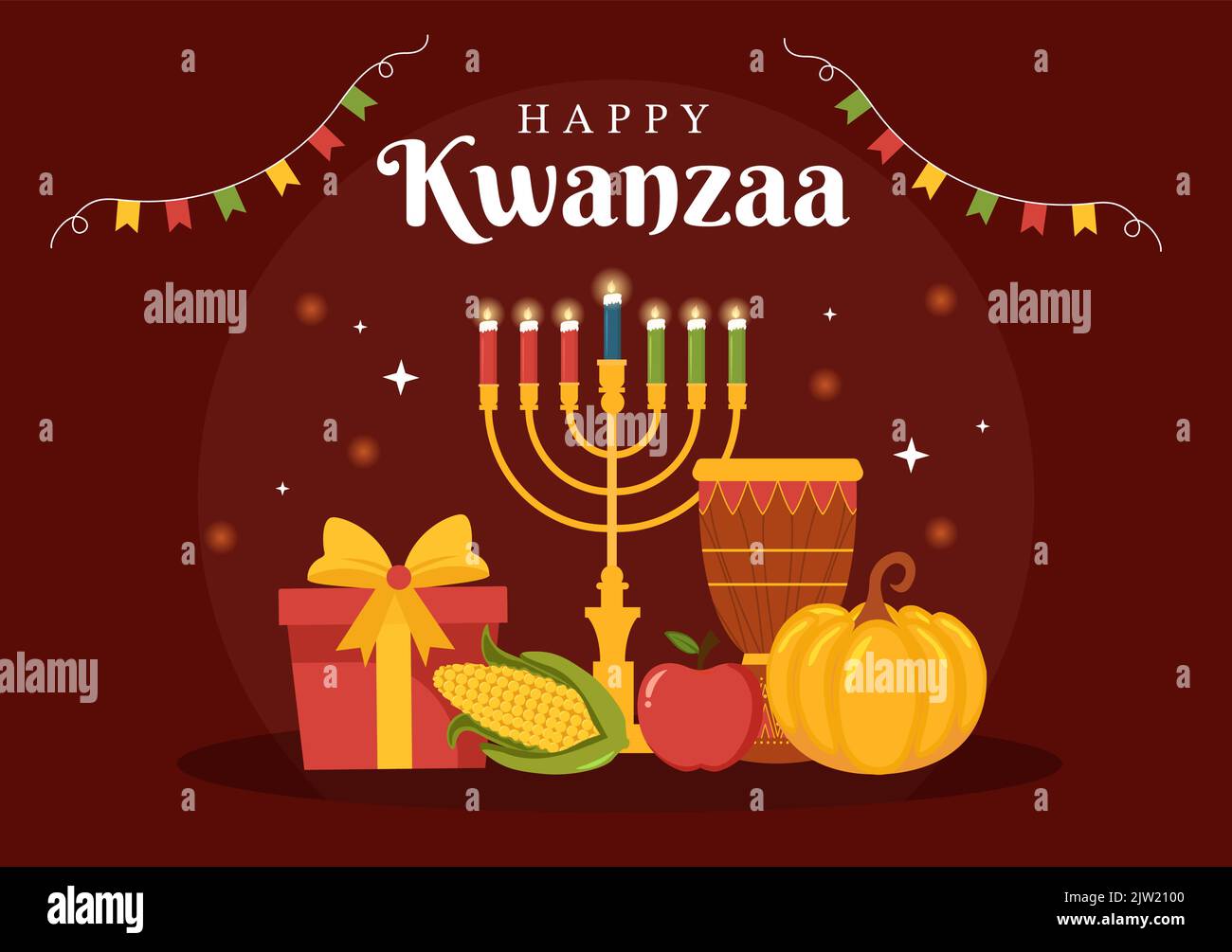 Happy Kwanzaa Holiday African Template Hand Drawn Cartoon Flat ...