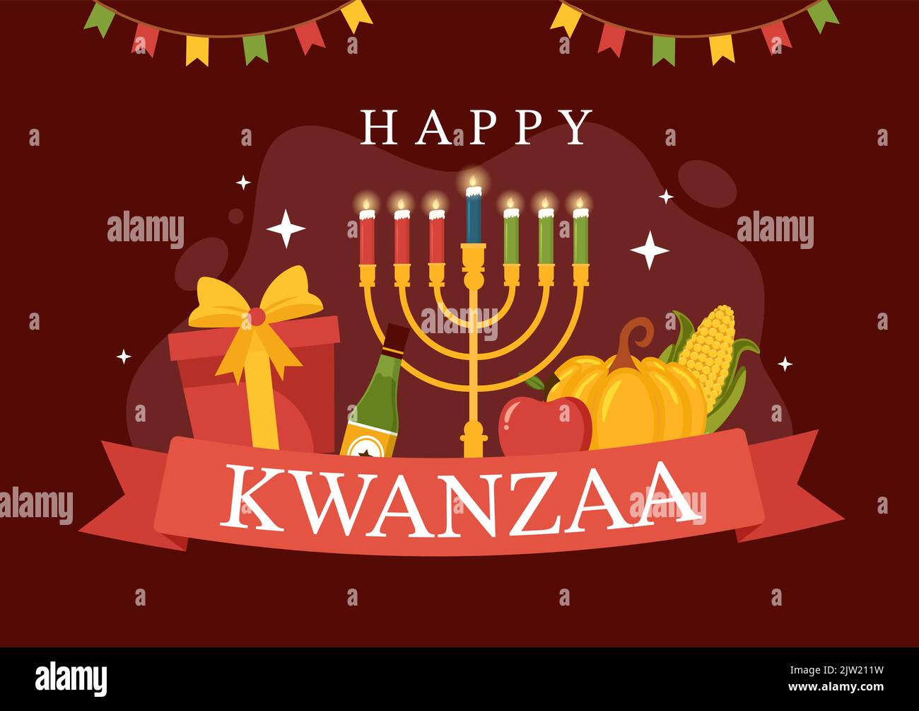 Happy Kwanzaa Holiday African Template Hand Drawn Cartoon Flat ...