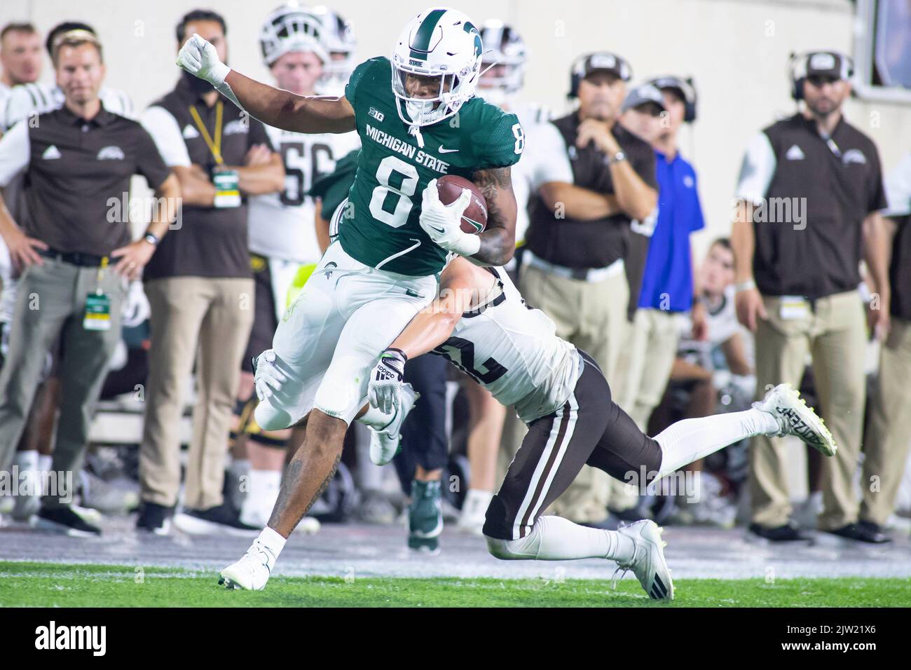 East Lansing, Michigan, USA. 2nd Sep, 2022. Michigan State running back ...