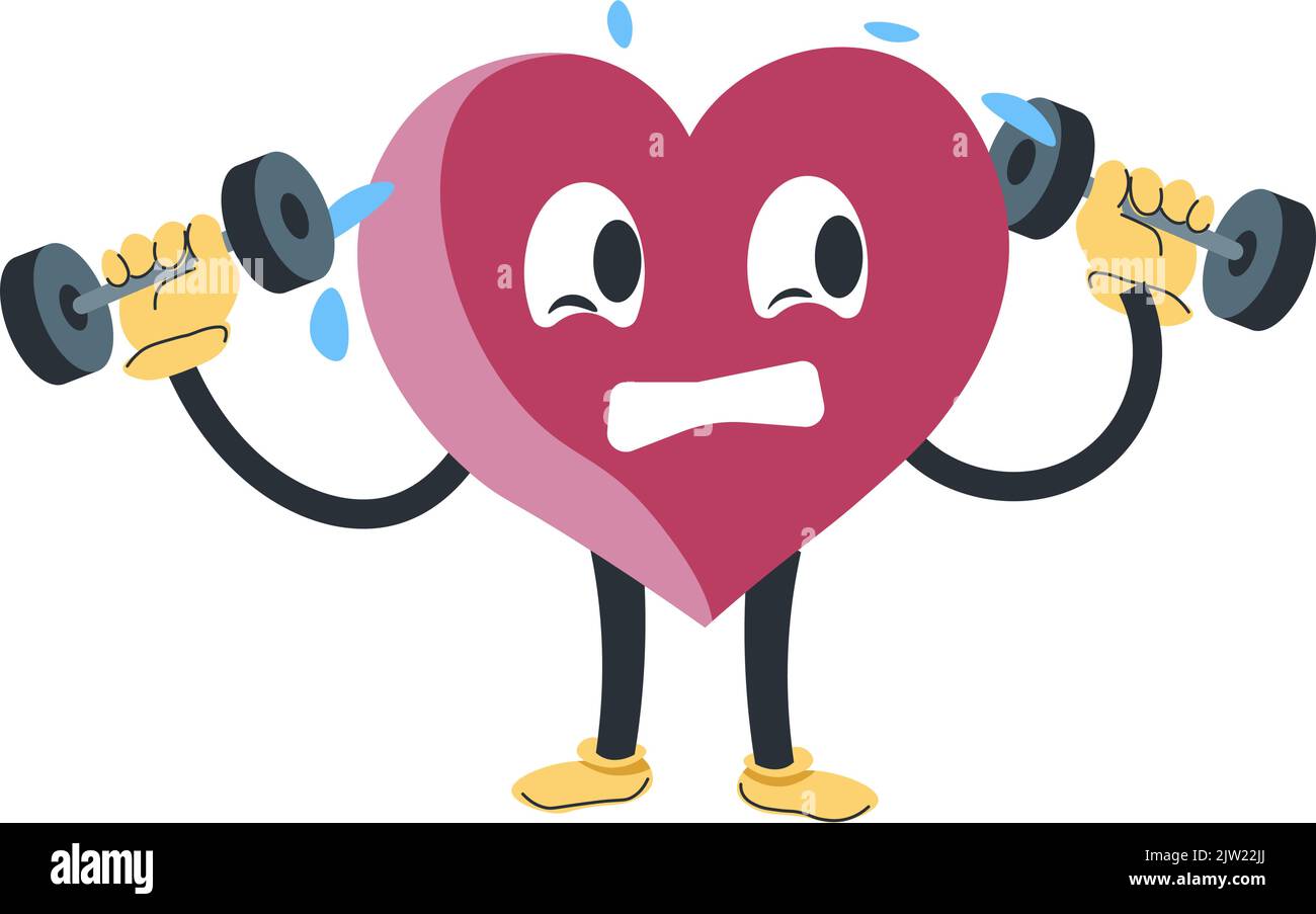 Heart character doing exercises, tired exhausted Stock Vector Image ...