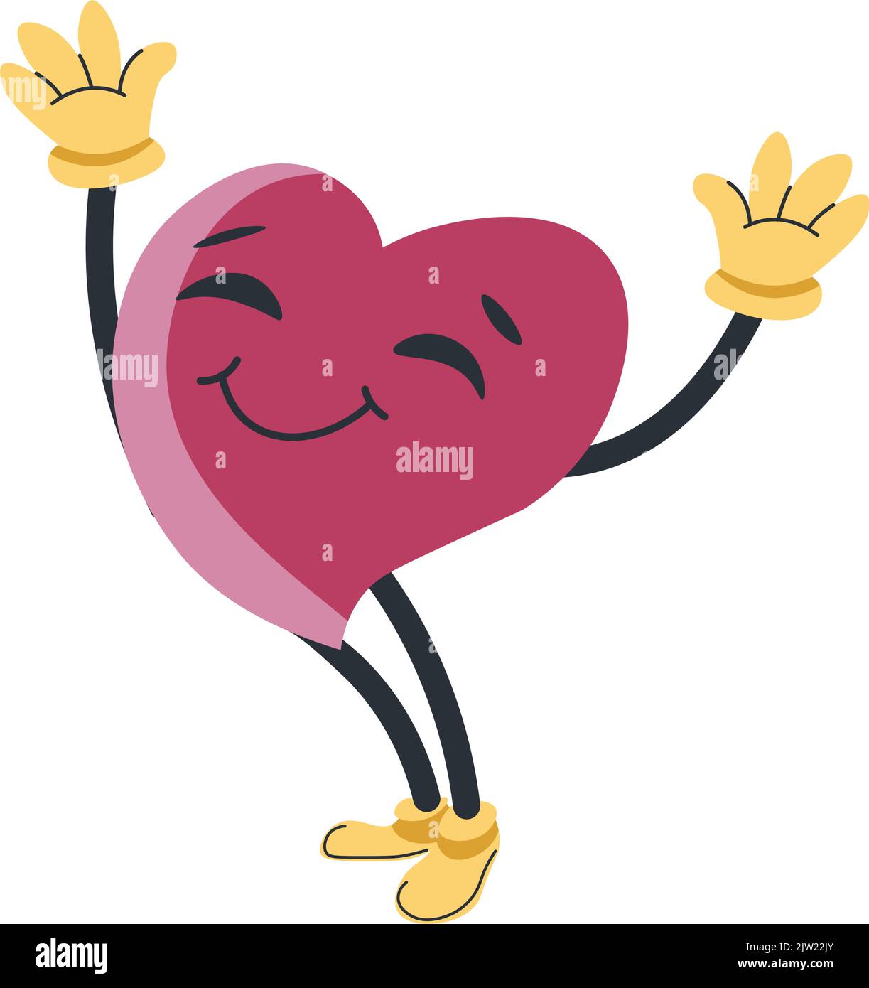 Pleased and happy heart character, love symbol Stock Vector Image & Art ...